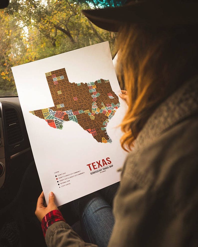 Texas Scratch off Travel Map by Mappinners - Etsy