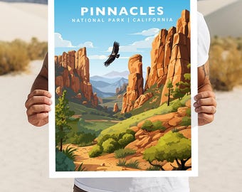 Pinnacles National Park Mid-century Travel Poster, Abstract Travel ...