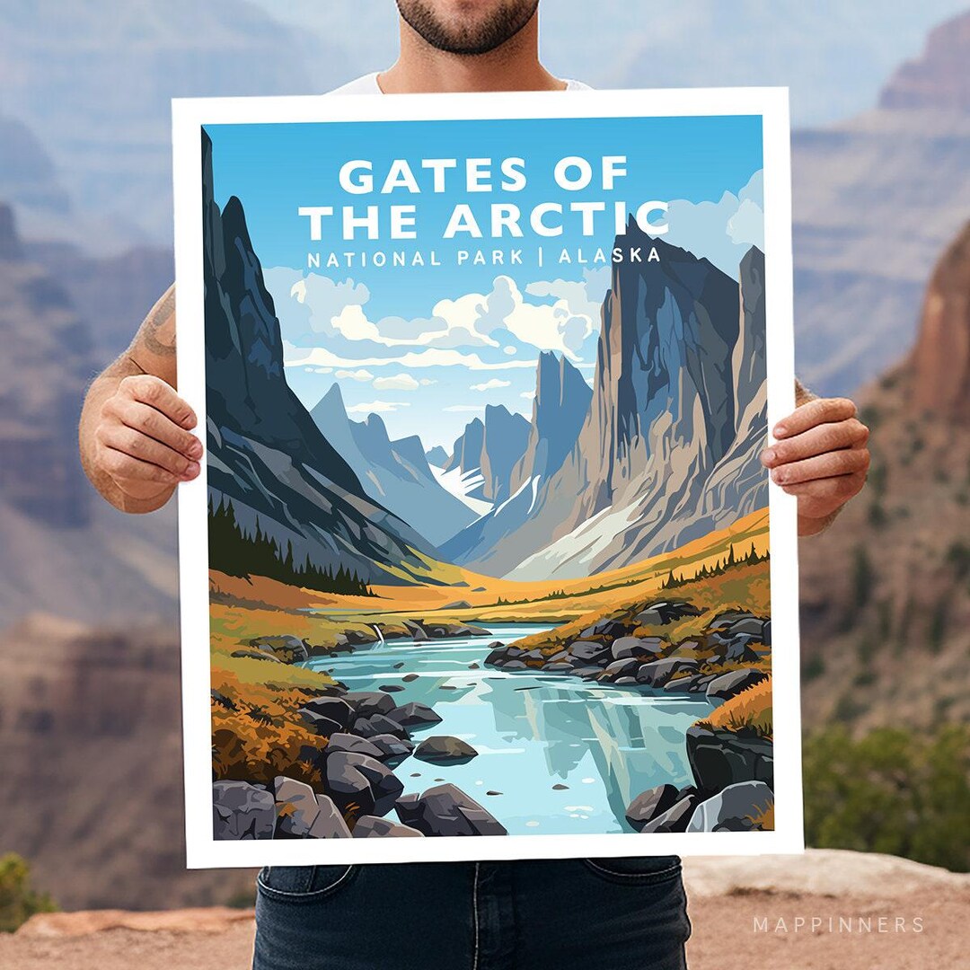 Gates of the Arctic National Park Alaska Travel Print Gift Hiking Wall ...