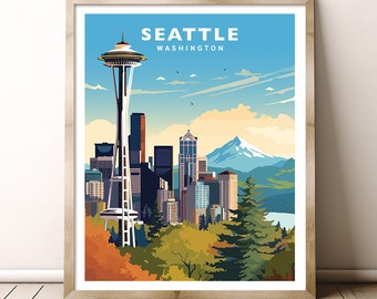 Seattle Travel Poster - Etsy