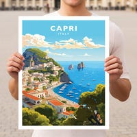 Capri Art Print Skyline, Capri Poster, Vertical Print, Capri Italy ...