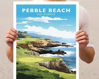 Pebble Beach Print, Pebble Beach Poster, Pebble Beach Art, Pebble Beach ...