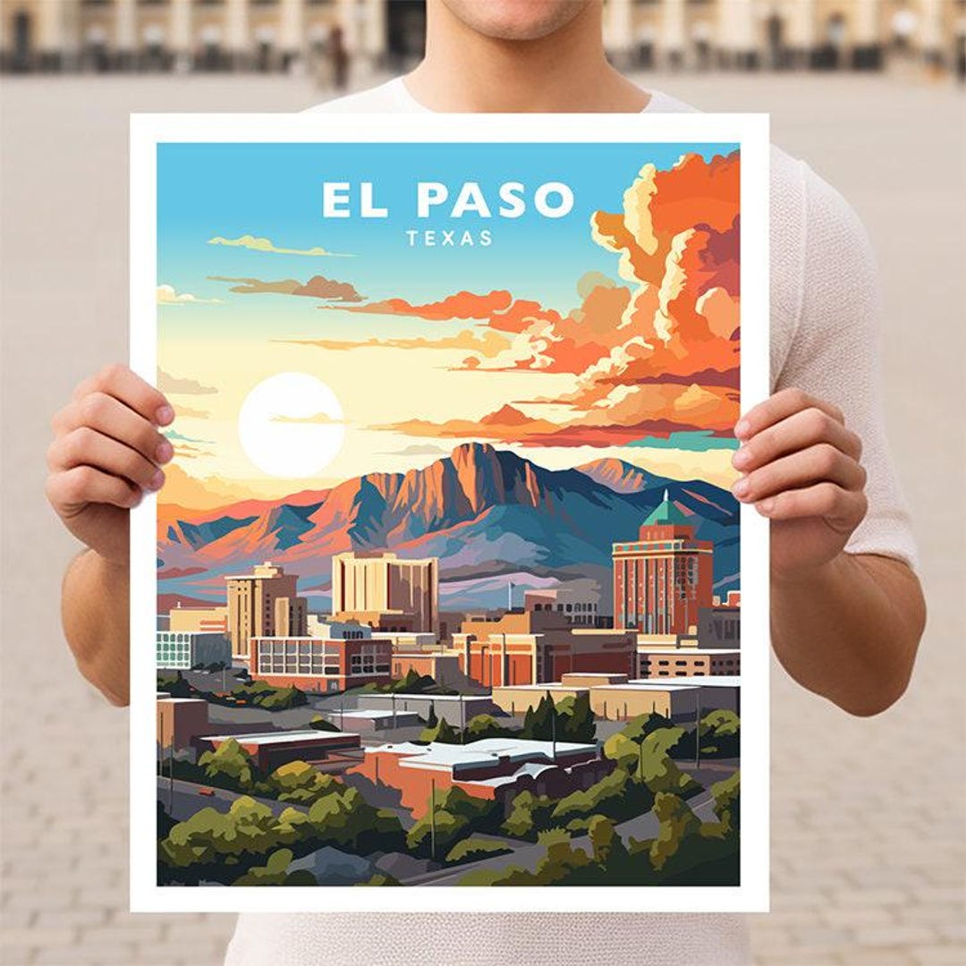 El Paso Texas Travel Wall Art Poster Print - Etsy