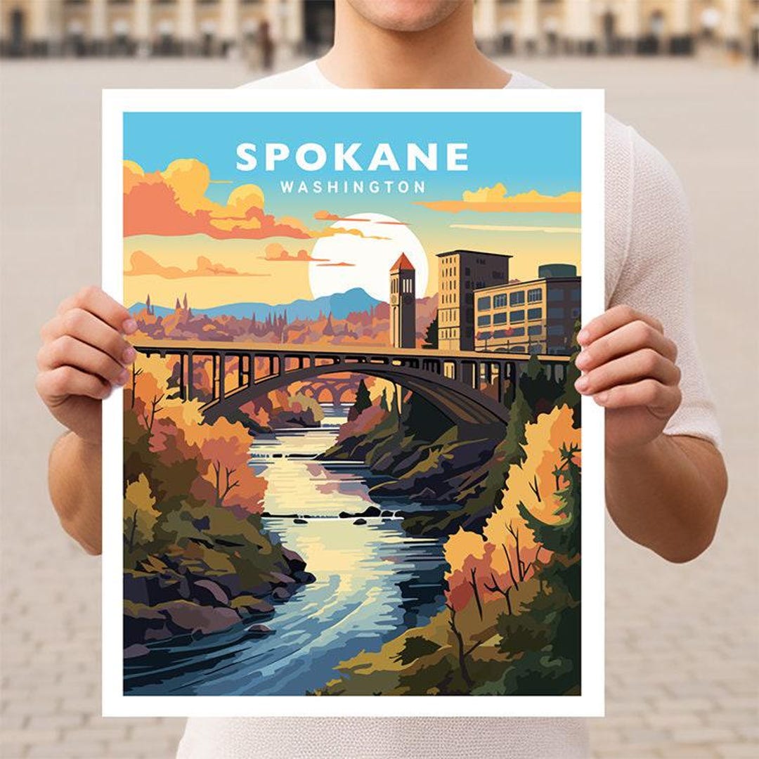 Spokane Washington Travel Wall Art Poster Print - Etsy