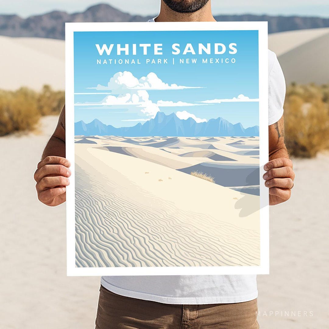 White Sands National Park New Mexico Travel Print Gift Hiking Wall Art ...