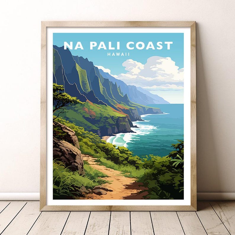 Na Pali Coast Hawaii Travel Wall Art Poster Print - Etsy