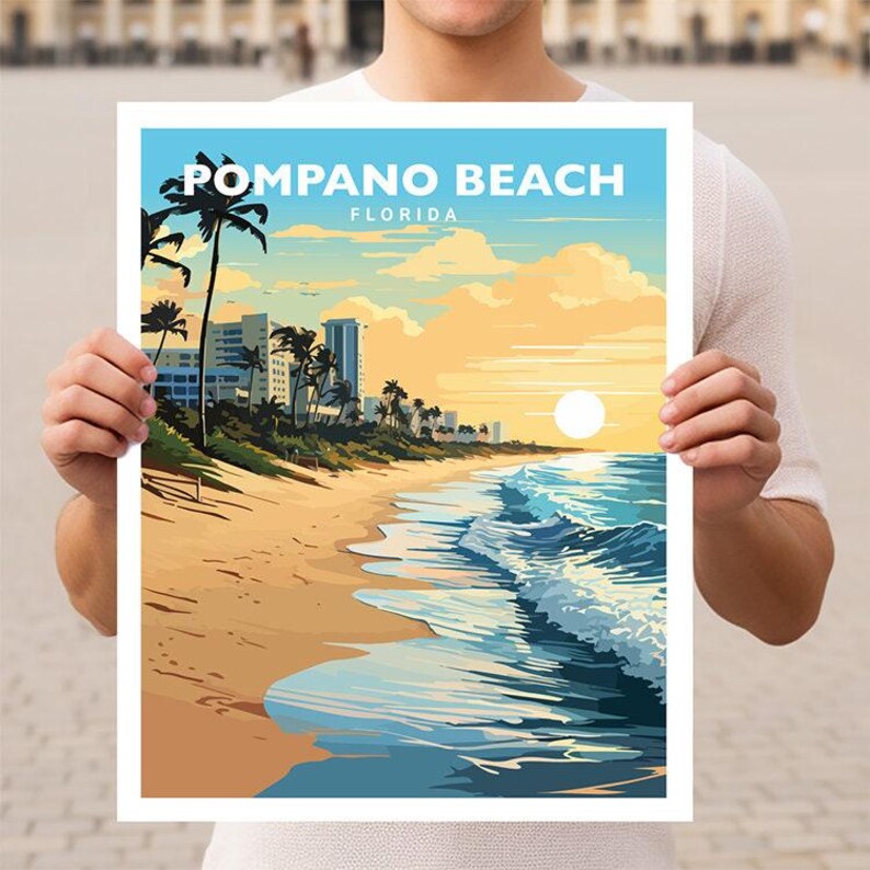 Pompano Beach Florida Travel Wall Art Poster Print - Etsy