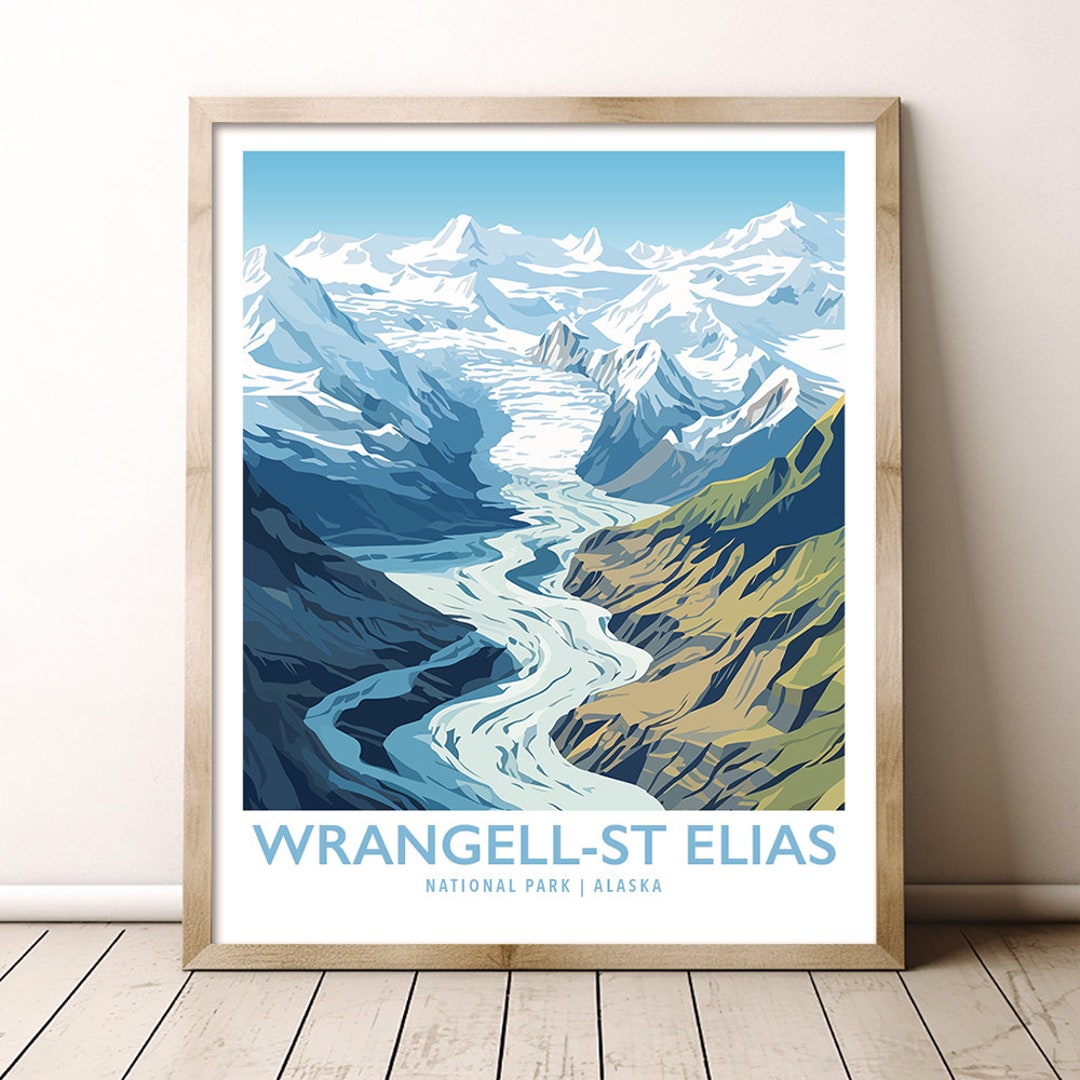 Wrangell St Elias Park National Park Alaska Travel Print Gift Hiking ...