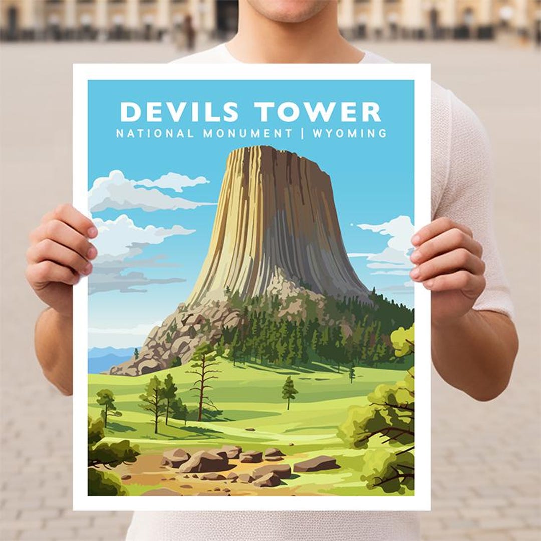 Devils Tower National Monument Wyoming Travel Wall Art Poster Print - Etsy
