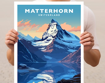 Matterhorn Travel Poster, Switzerland Wall Art, Switzerland Print ...