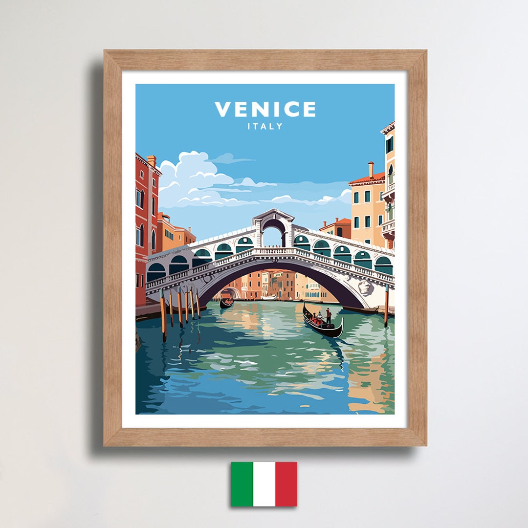 Venice Italy Rialto Bridge Gondolas Travel Wall Art Poster Print - Etsy