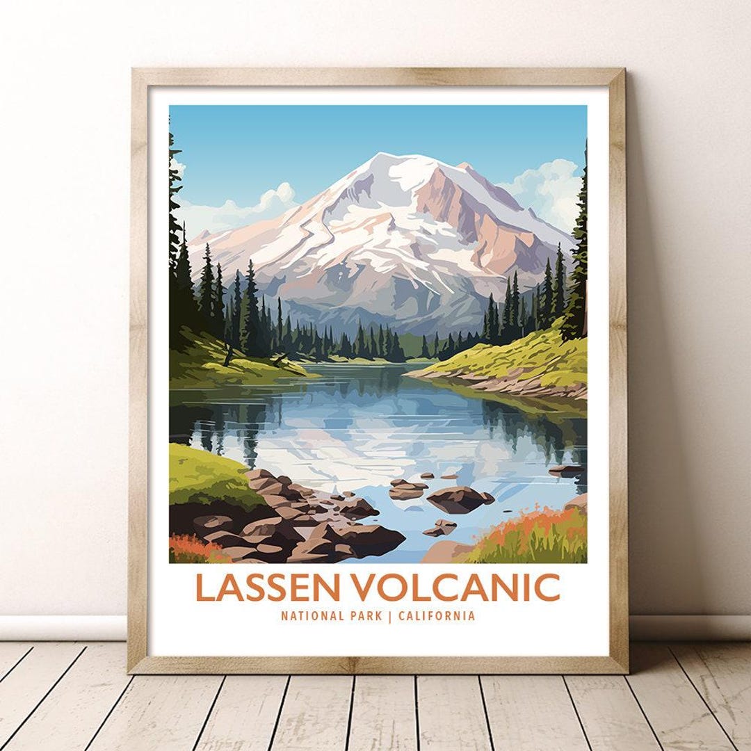 Lassen Volcanic National Park California Travel Print Gift Hiking Wall ...