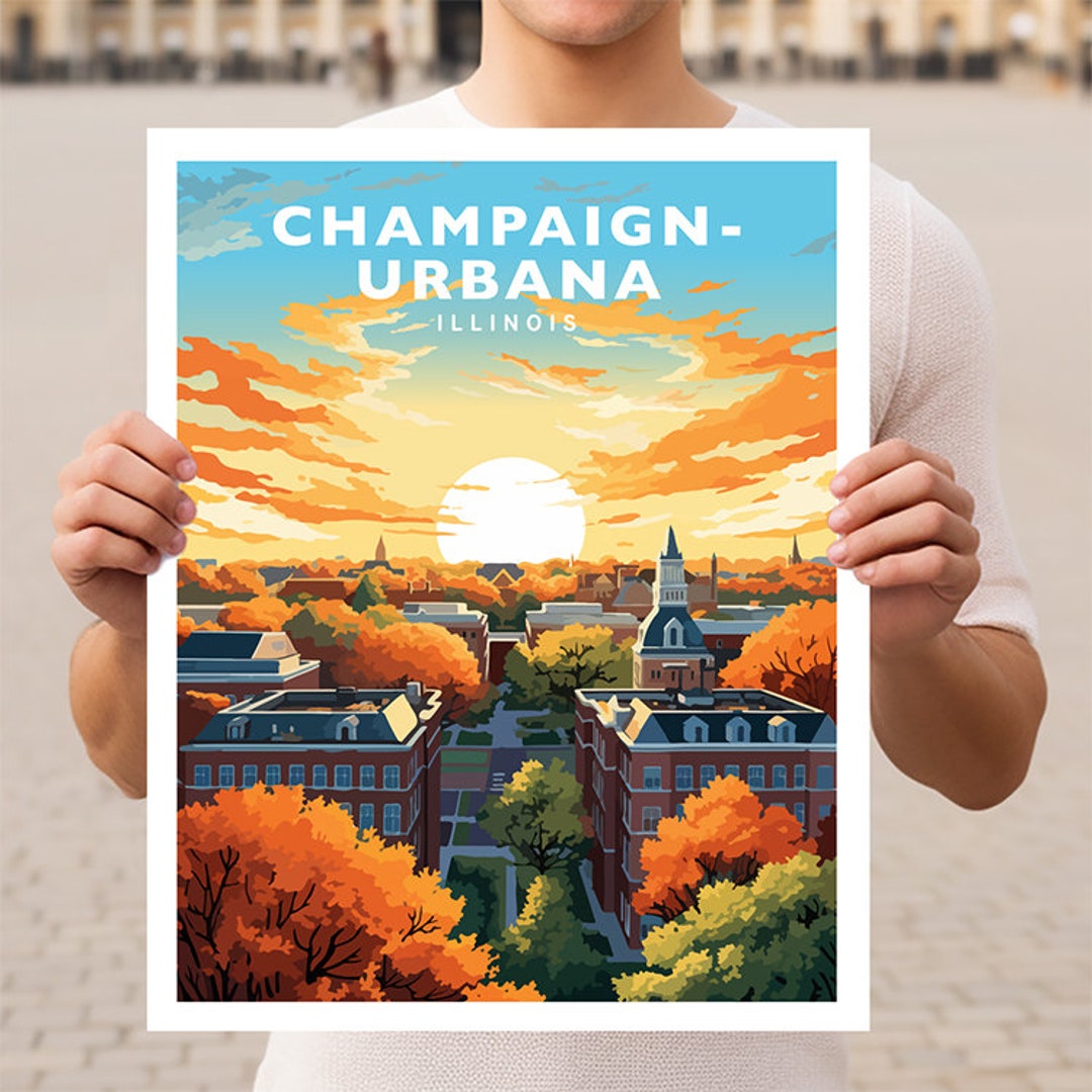 Champaign-urbana Illinois Travel Wall Art Poster Print - Etsy
