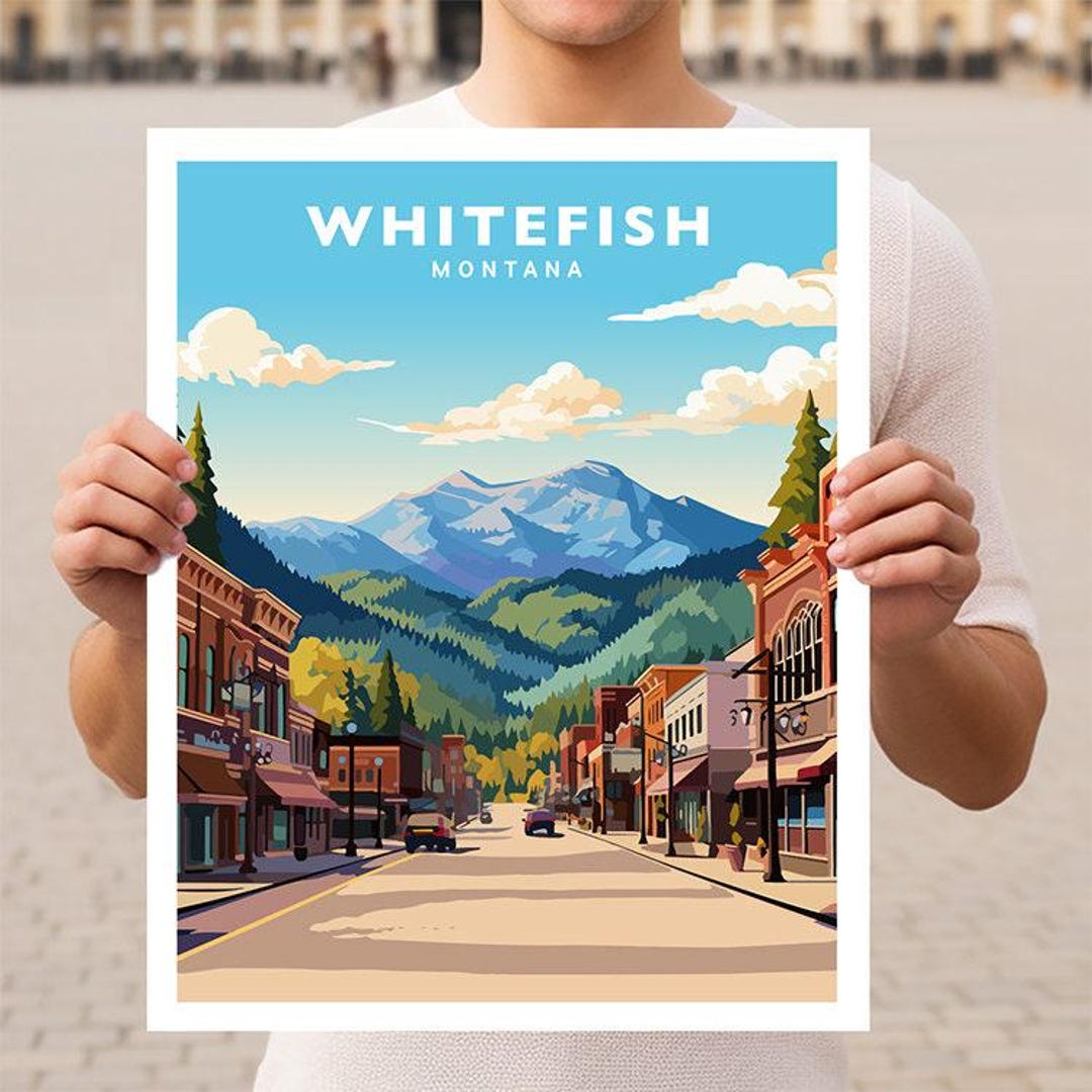 Whitefish Montana Travel Wall Art Poster Print - Etsy