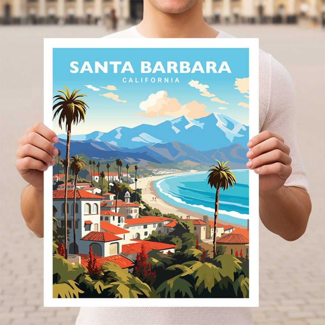 Santa Barbara California Travel Wall Art Poster Print - Etsy