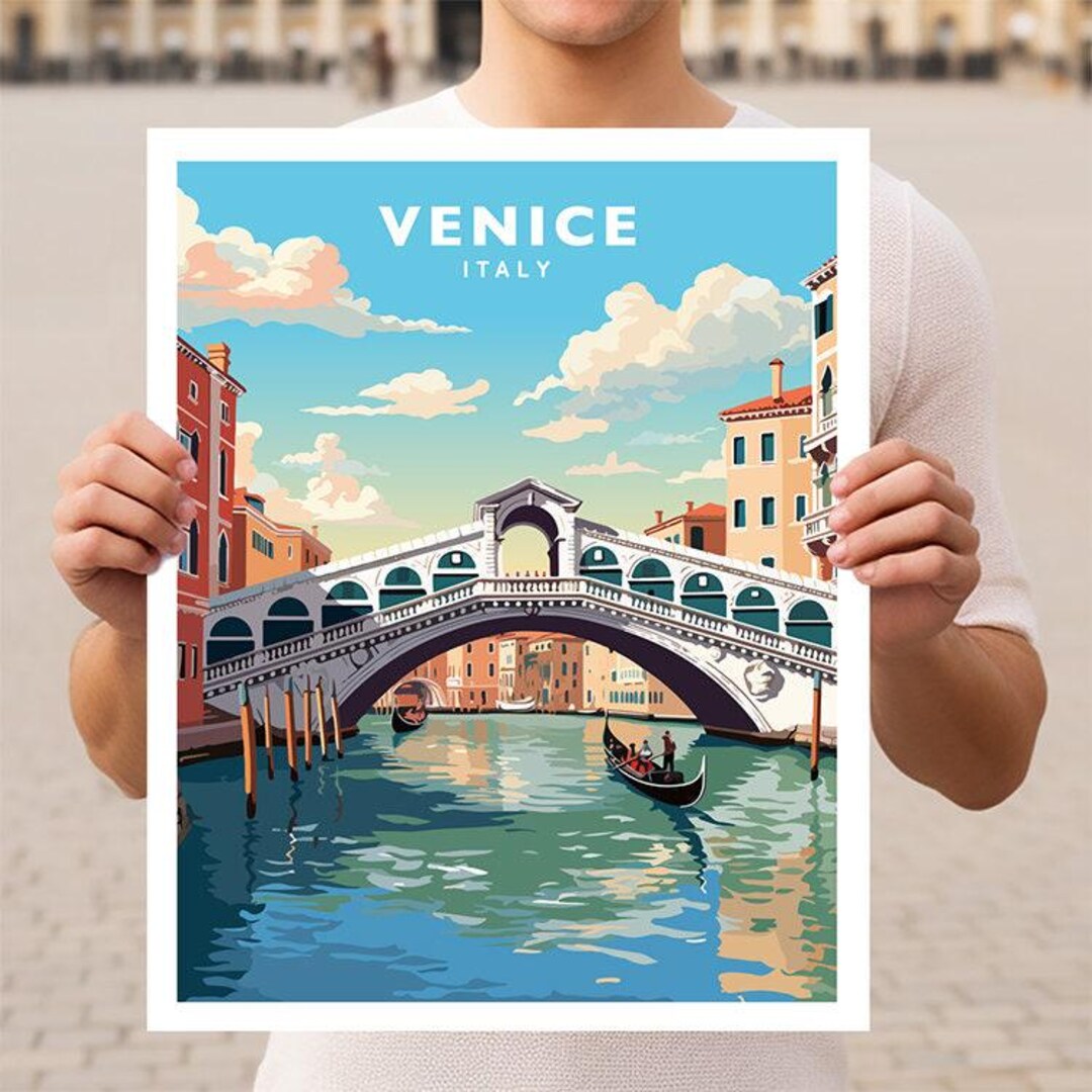 Venice Italy Rialto Bridge Gondolas Travel Wall Art Poster Print - Etsy