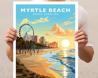 Myrtle Beach South Carolina Skyline Poster Art Print Item T1033 - Etsy