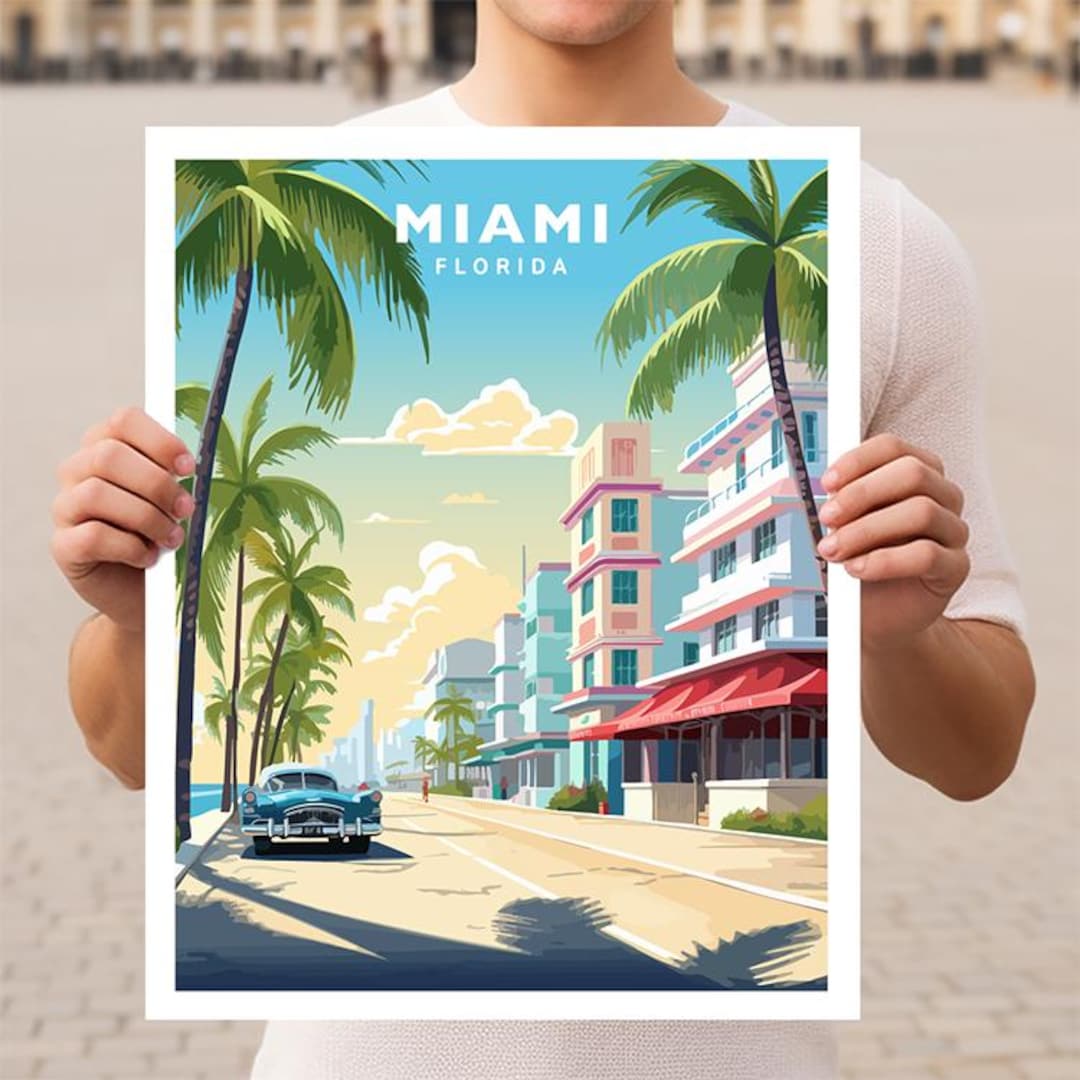 Miami Florida Travel Wall Art Poster Print - Etsy