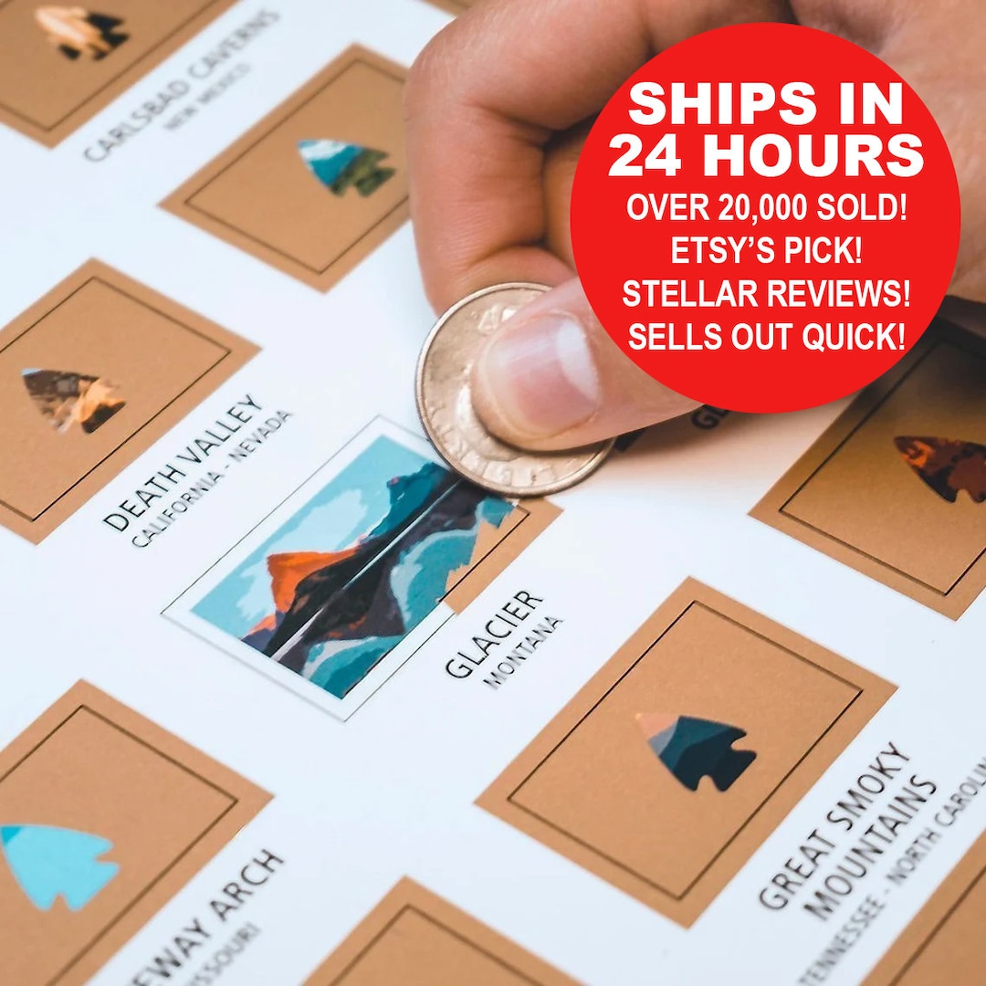 63 National Parks Scratch off Travel Print by Mappinners - Etsy