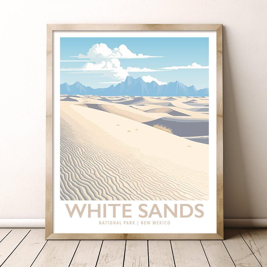 White Sands National Park New Mexico Travel Print Gift Hiking Wall Art ...