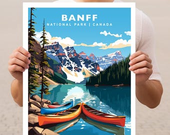 Banff National Park Print, Canada Landscape Wall Art Print, Drawings of Mountains, Travel Gift ...