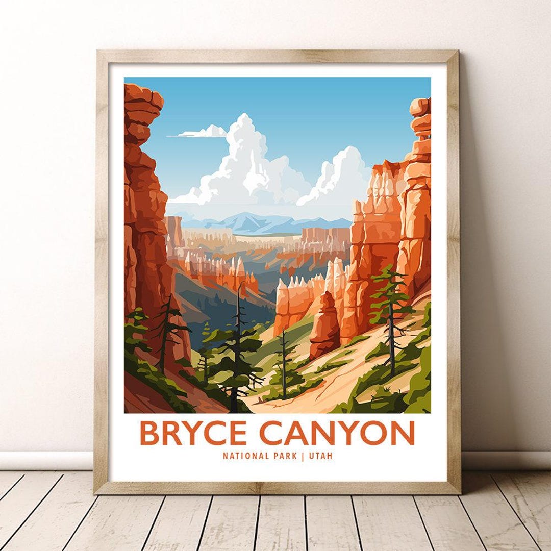 Bryce Canyon National Park Utah Travel Print Gift Hiking Wall Art Home ...
