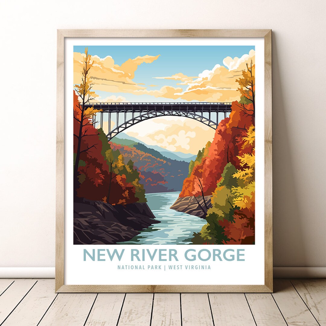 New River Gorge National Park West Virginia Travel Print Gift Hiking ...