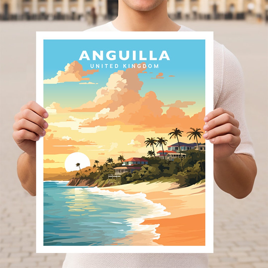 Anguilla UK British Caribbean Travel Wall Art Poster Print - Etsy