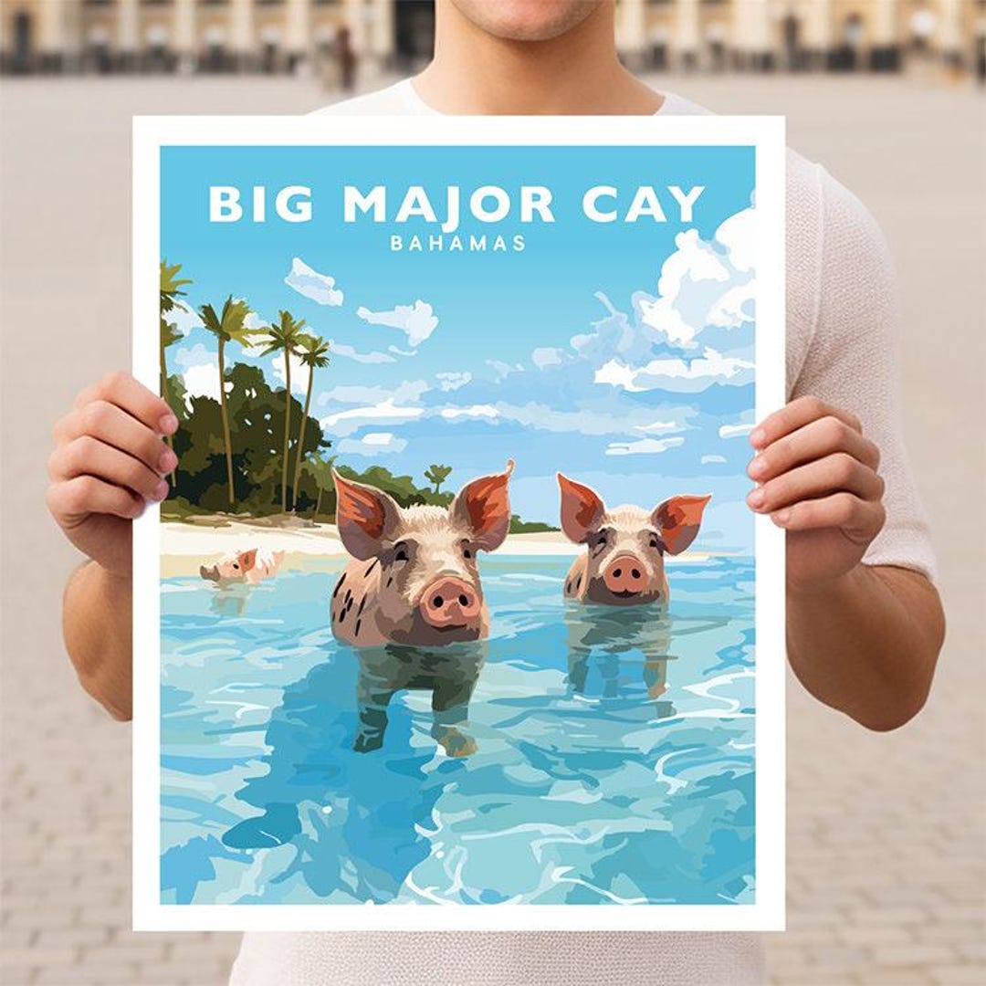 Big Major Cay Bahamas Pig Beach Travel Wall Art Poster Print - Etsy