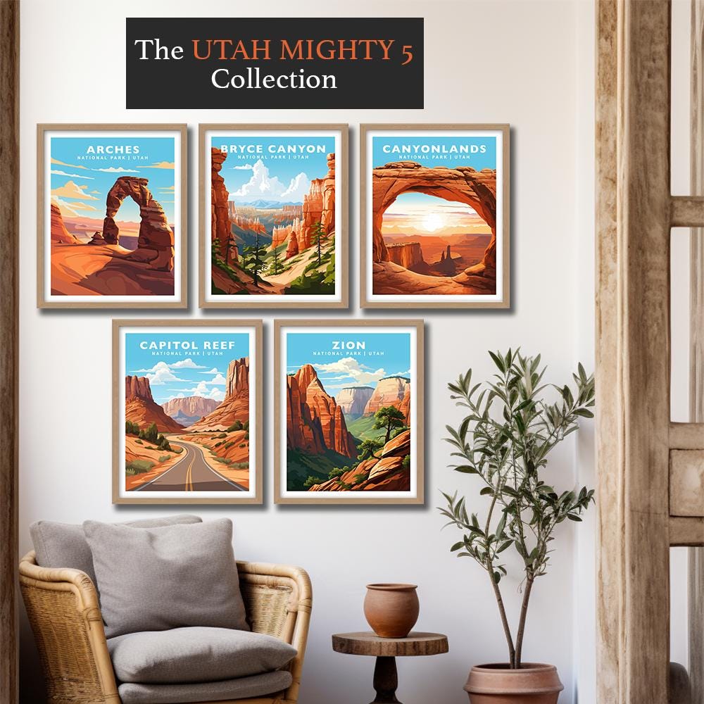 Zion National Park Utah Travel Print Gift Hiking Wall Art Home Decor ...