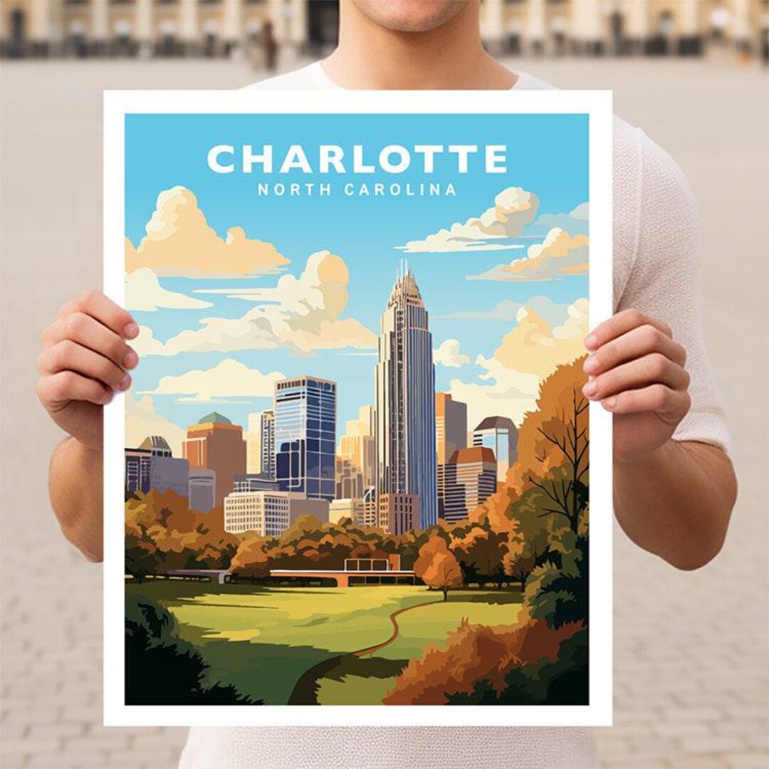 Charlotte North Carolina Travel Wall Art Poster Print - Etsy
