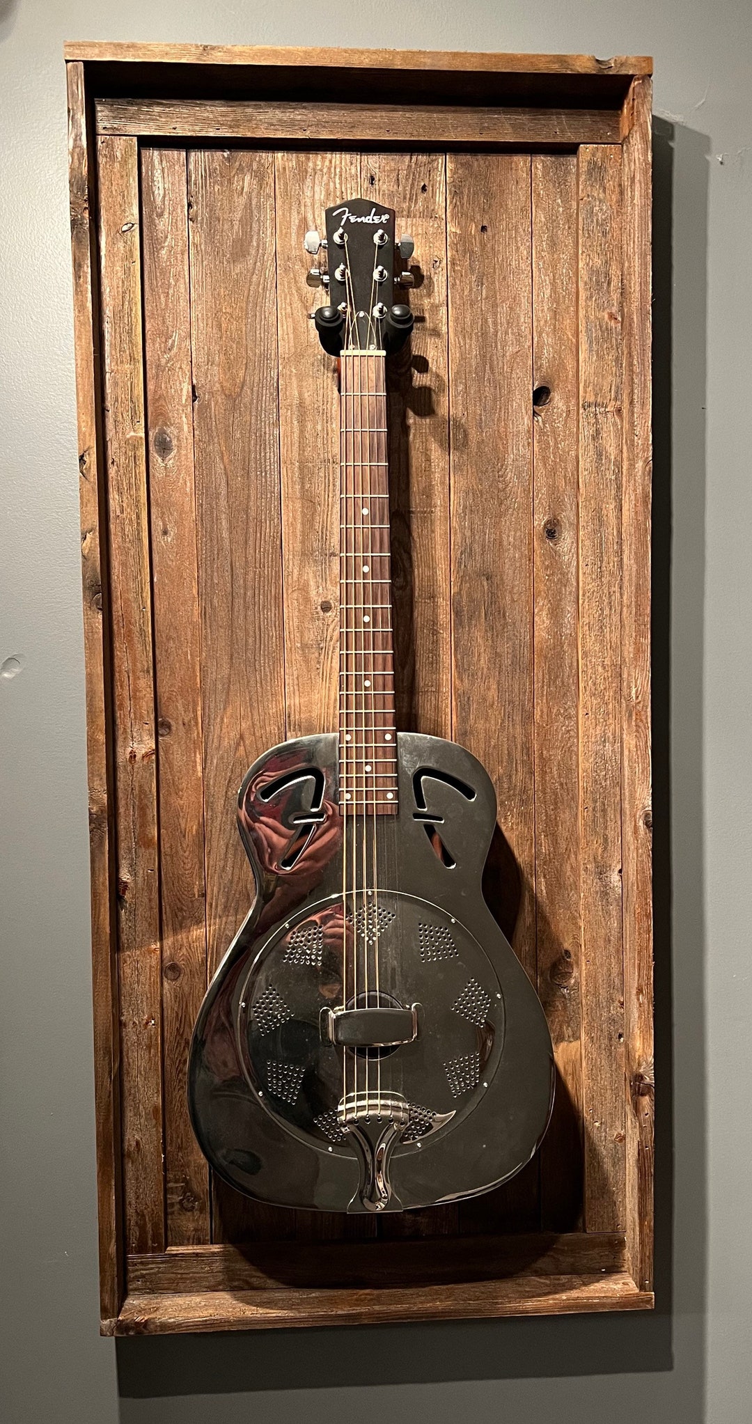 Rustic Guitar Shadow Box Display, Reclaimed Wood Guitar Display ...