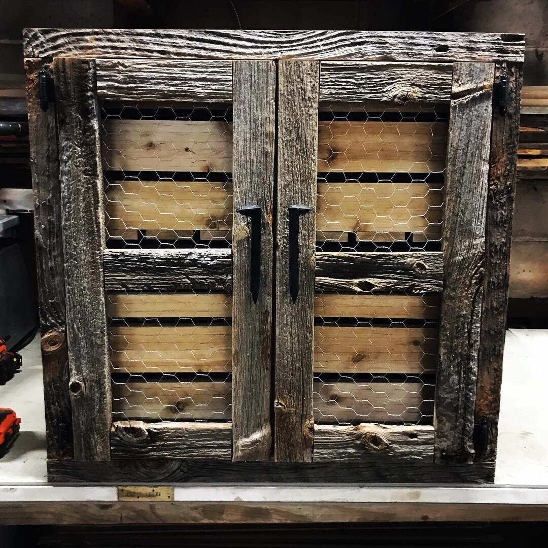 Reclaimed Rustic Barnwood Produce Cabinet, Reclaimed Barnwood Produce ...