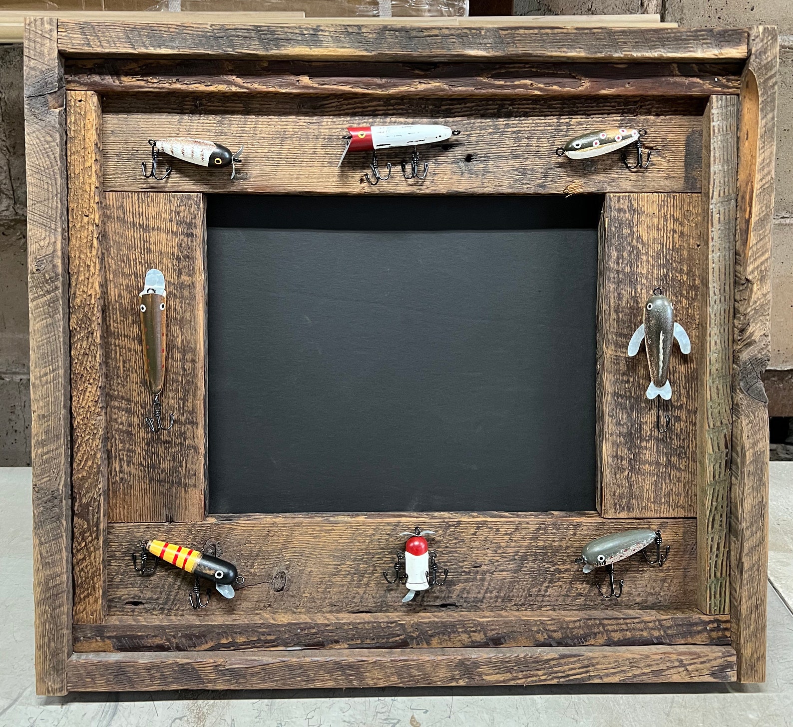 Rustic Fishing Lure Frame Rustic Barnwood Picture Frame - Etsy