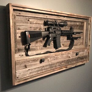 Rustic Gun Rack W/ Ammo Storage, Reclaimed Wood Gun Rack, Railroad ...