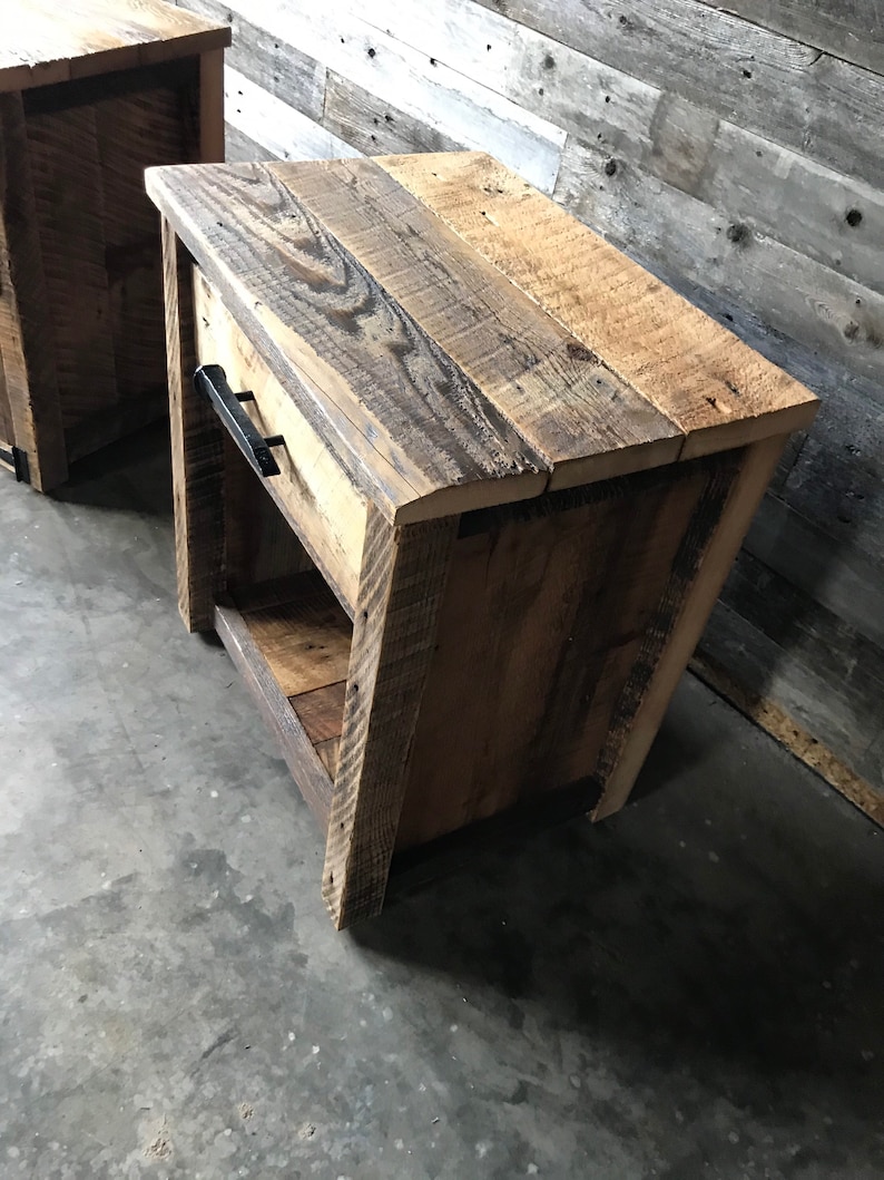 Reclaimed Barnwood Nightstand, Rustic Bedside Table - Etsy