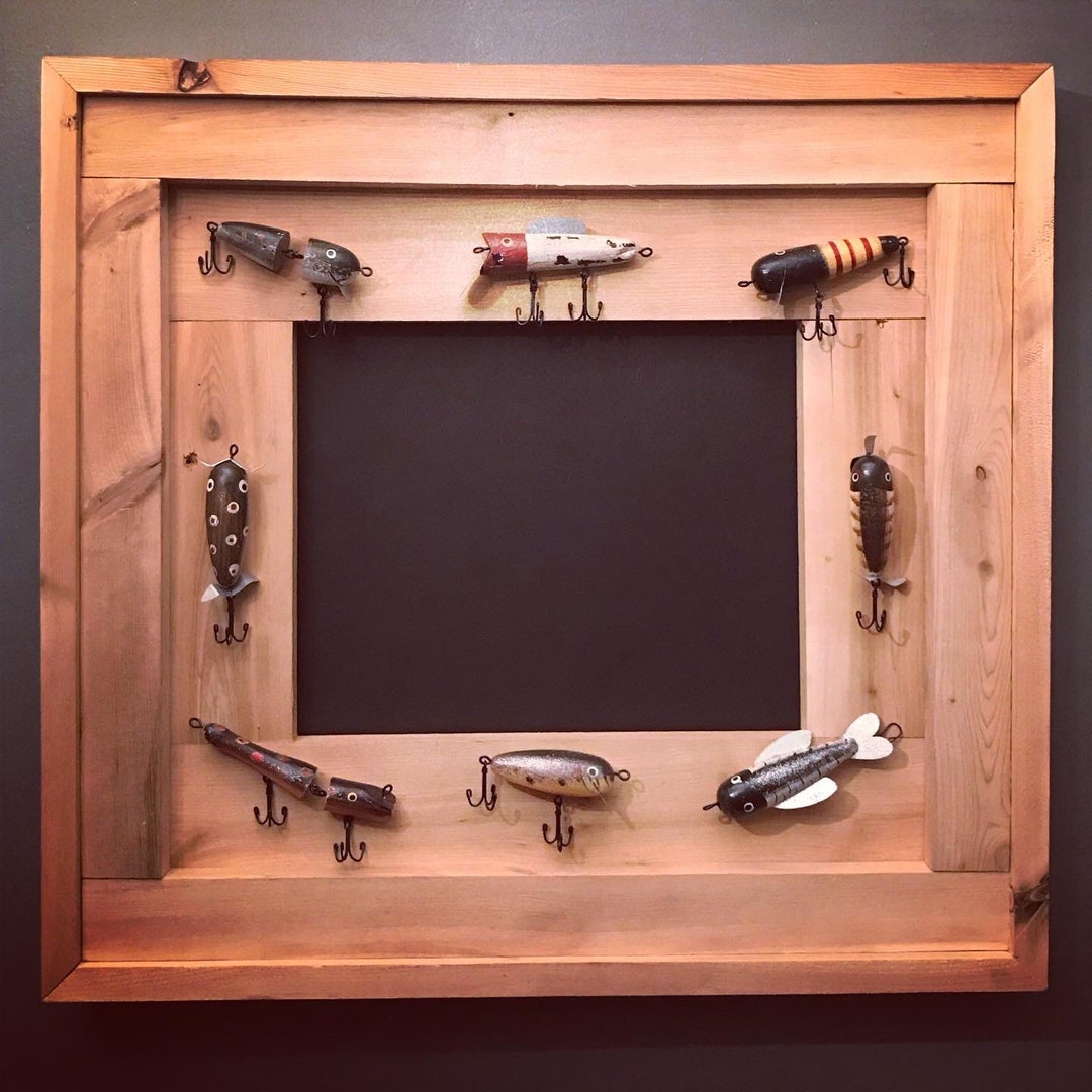 Rustic Lure Frame, Handmade Fish Lure, Folk Art Fish Lure, Rustic ...