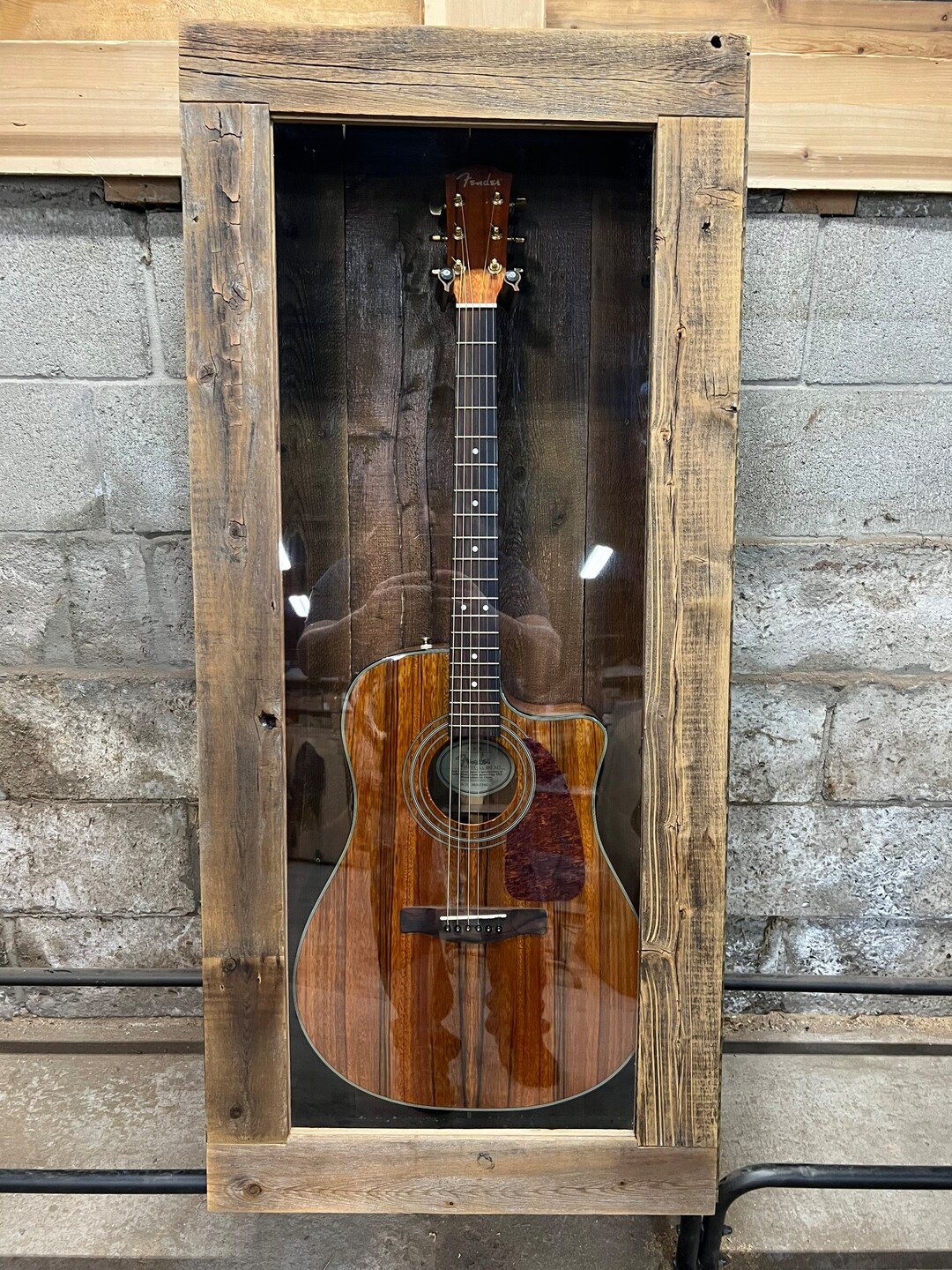Rustic Guitar Shadow Box Display With Door, Reclaimed Wood Guitar ...
