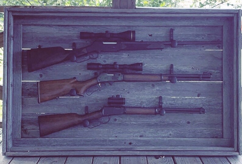 Rustic Triple Gun Rack Reclaimed Wood Gun Rack Railroad | Etsy
