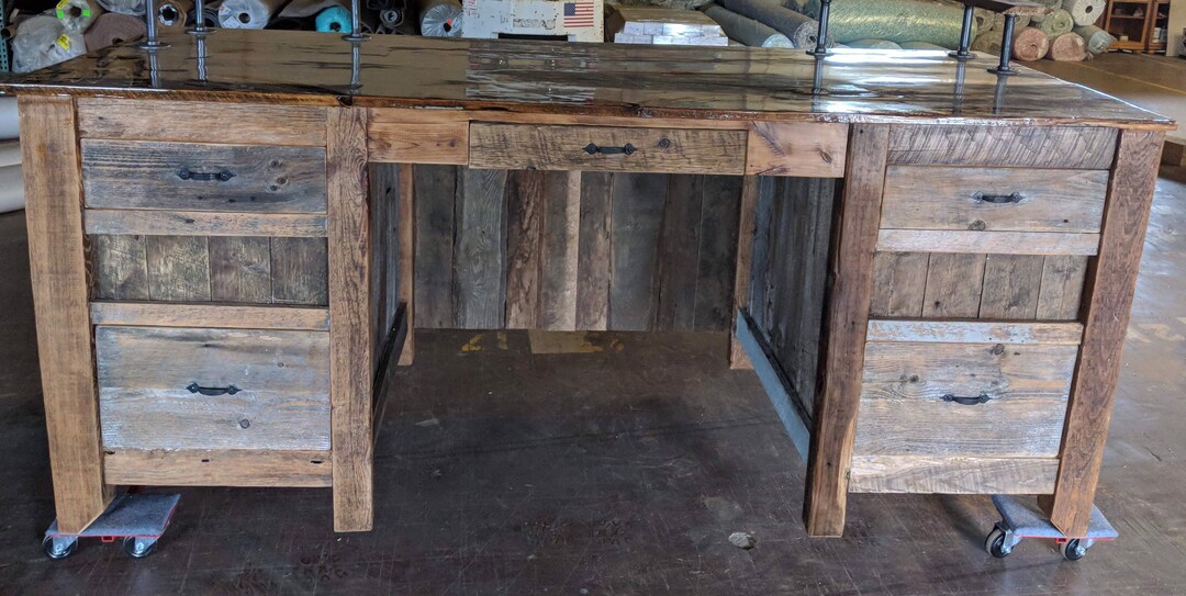 Reclaimed Rustic Barnwood Desk, Reclaimed Barnwood Office Desk ...