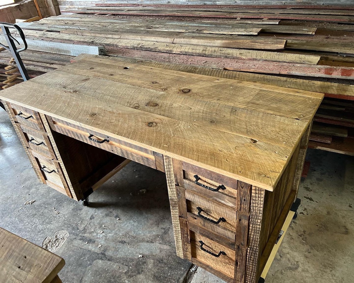 Reclaimed Rustic Barnwood Desk Reclaimed Barnwood Office - Etsy