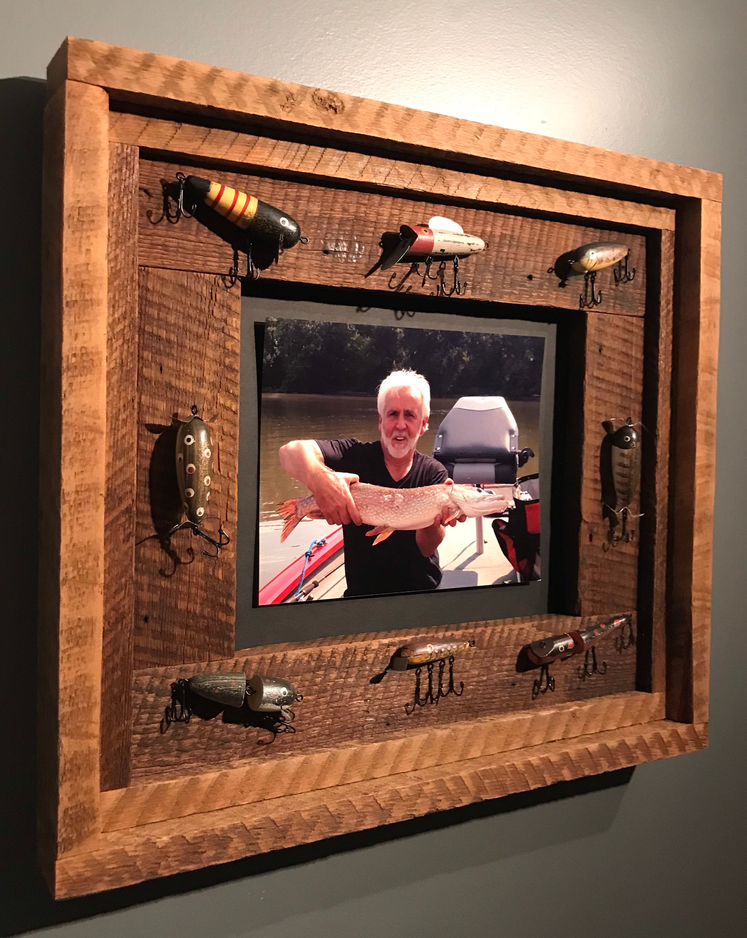 Rustic Fishing Lure Frame Rustic Barnwood Picture Frame - Etsy