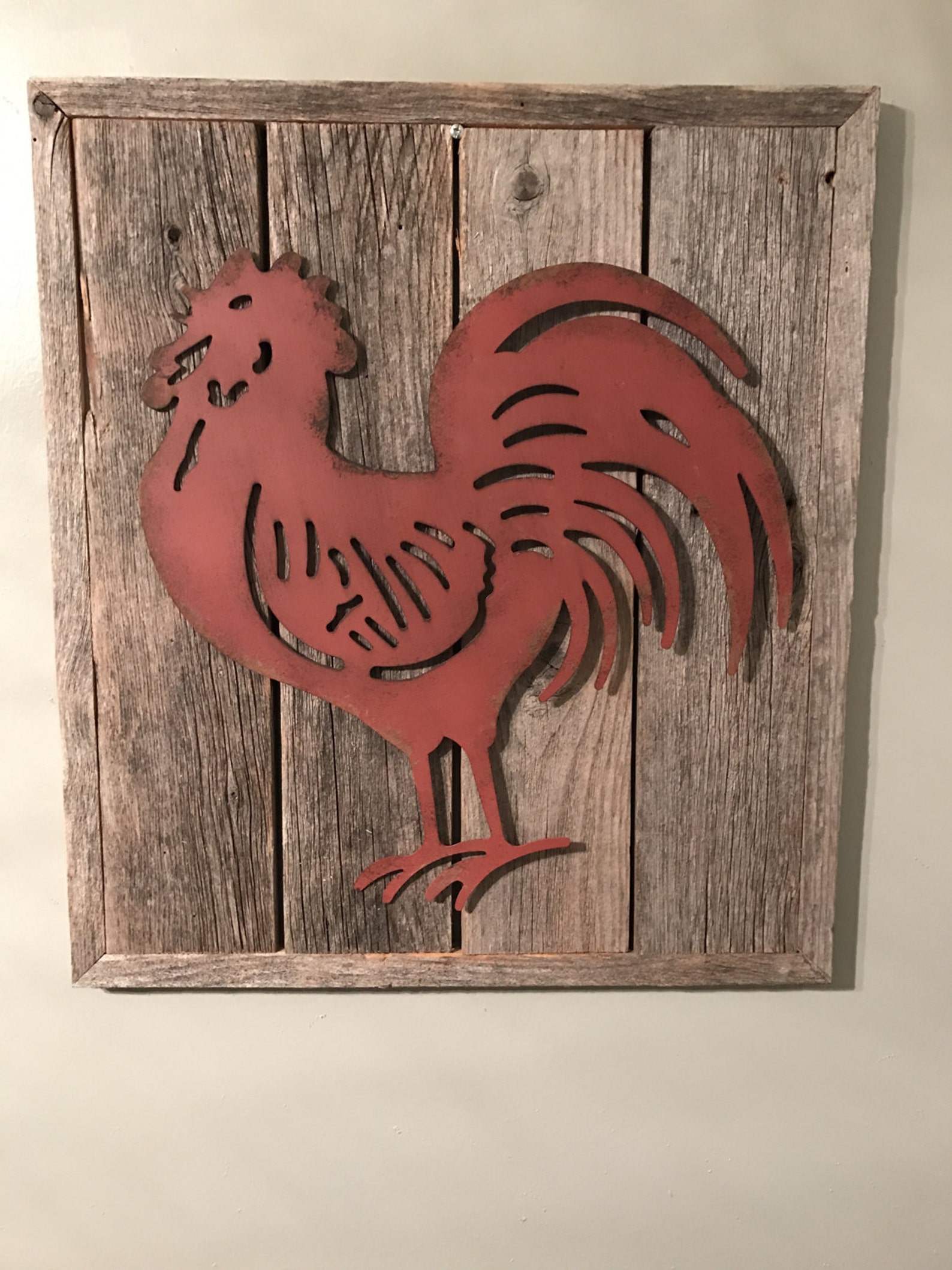 Rooster Decor Tin Rooster Rustic Decor Rooster | Etsy