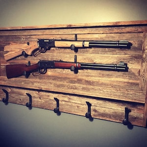 Rustic Gun Rack, Coat Rack, Hat Rack, Reclaimed Wood, Railroad Spikes ...