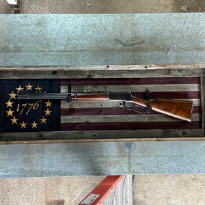 Rustic Flag Gun Rack, Reclaimed Wood Rustic Flag Shadow Box Gun Rack ...