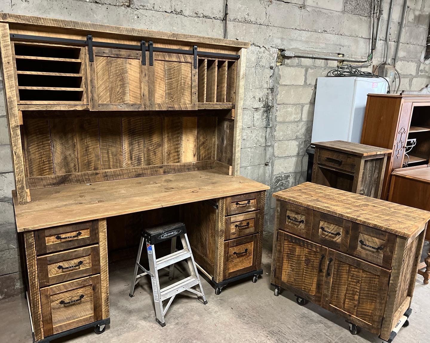 Rustic Barnwood Desk Hutch Top Combo Reclaimed Barnwood - Etsy