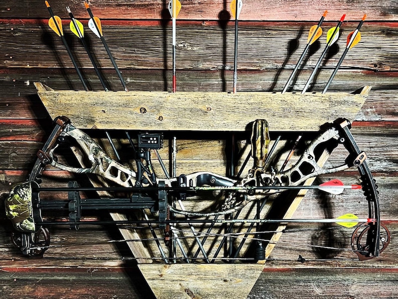 Rustic Reclaimed Weathered Wood Bow & Arrow Display Rack - Etsy