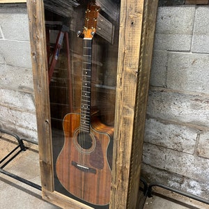 Rustic Guitar Shadow Box Display With Door, Reclaimed Wood Guitar ...