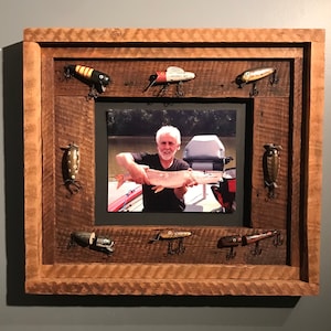 Rustic Fishing Lure Frame, Rustic Barnwood Picture Frame, Handmade Fish ...