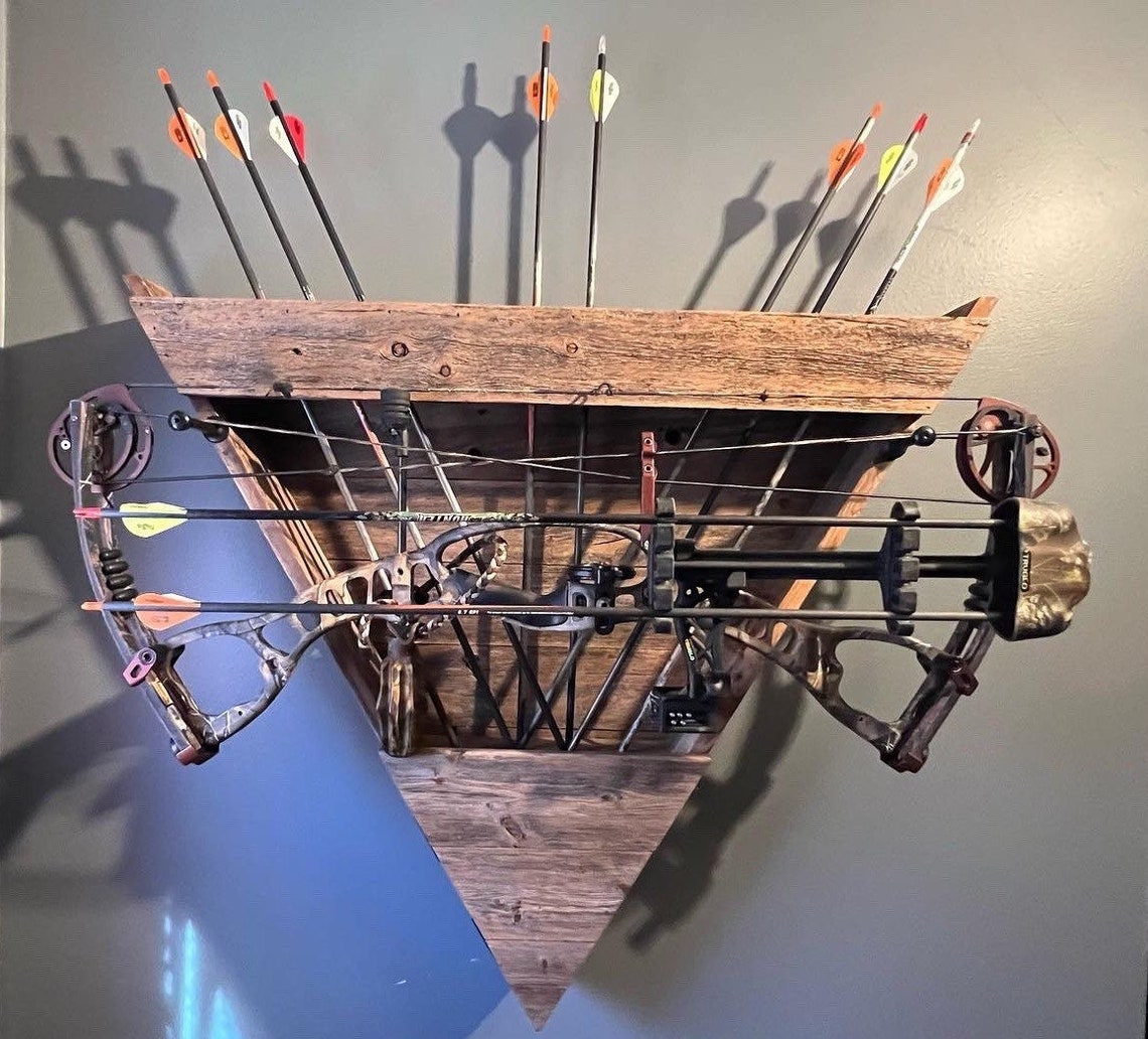 Rustic Reclaimed Weathered Wood Bow & Arrow Display Rack - Etsy